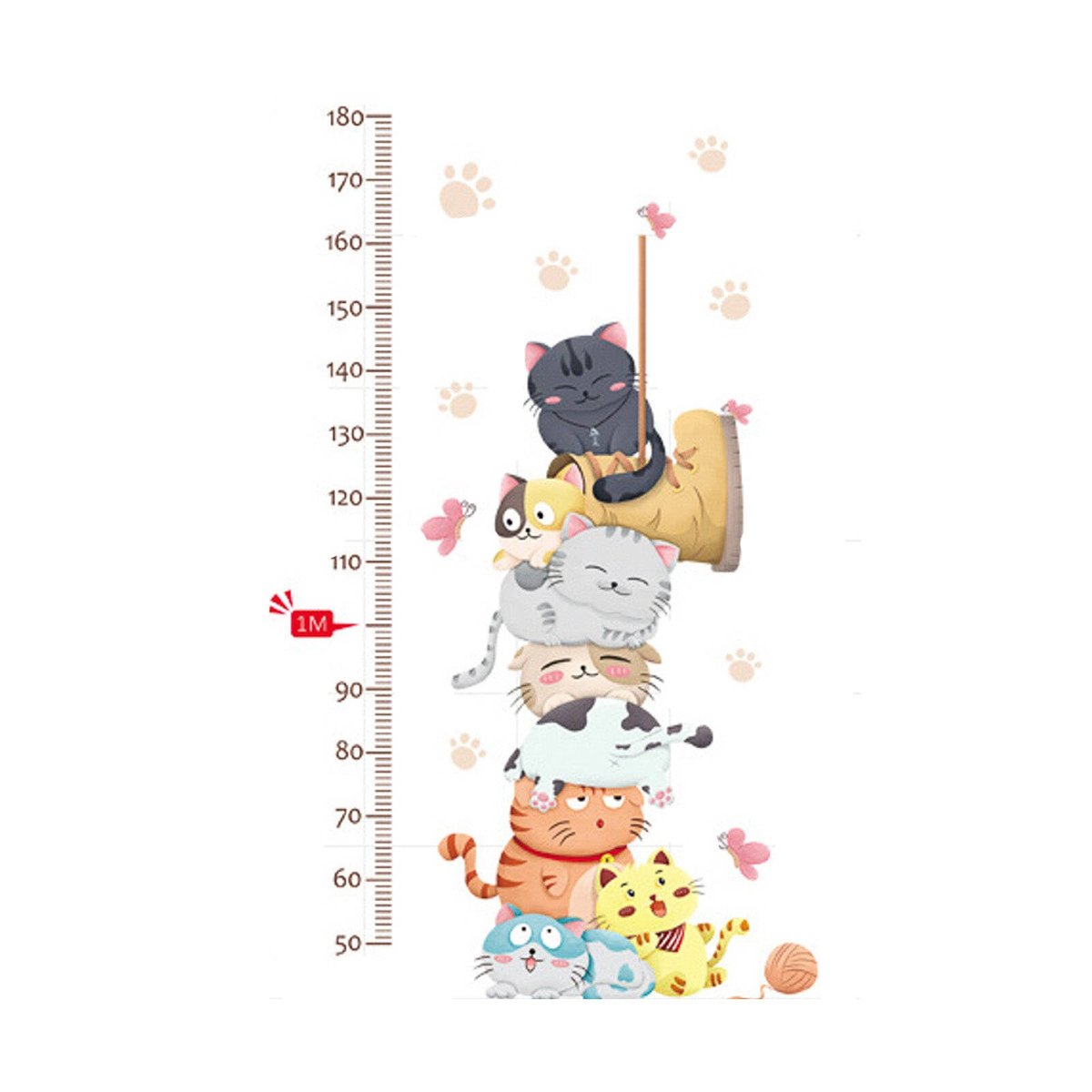 Allwallstickers Large Multicolour Cute Cat Height Chart Growth Chart ...
