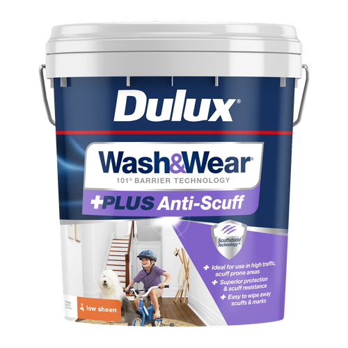 Dulux Vivid White Low Sheen Wash&Wear +PLUS Anti-Scuff Interior Paint ...