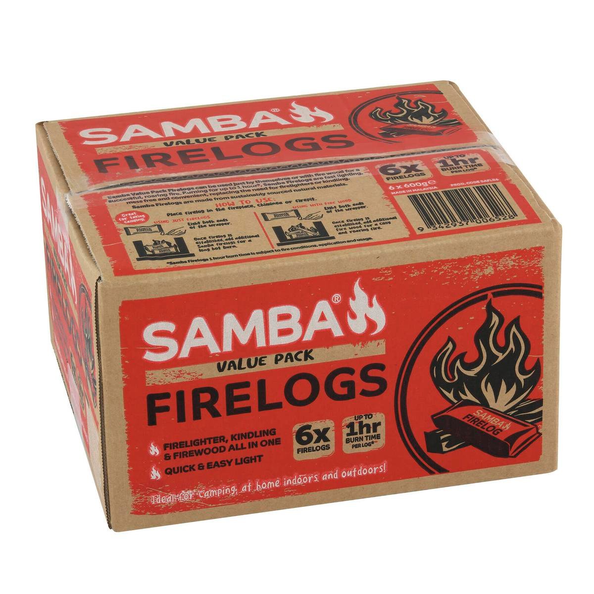 Samba 3 In 1 Fire Log - 6 Pack - Bunnings Australia