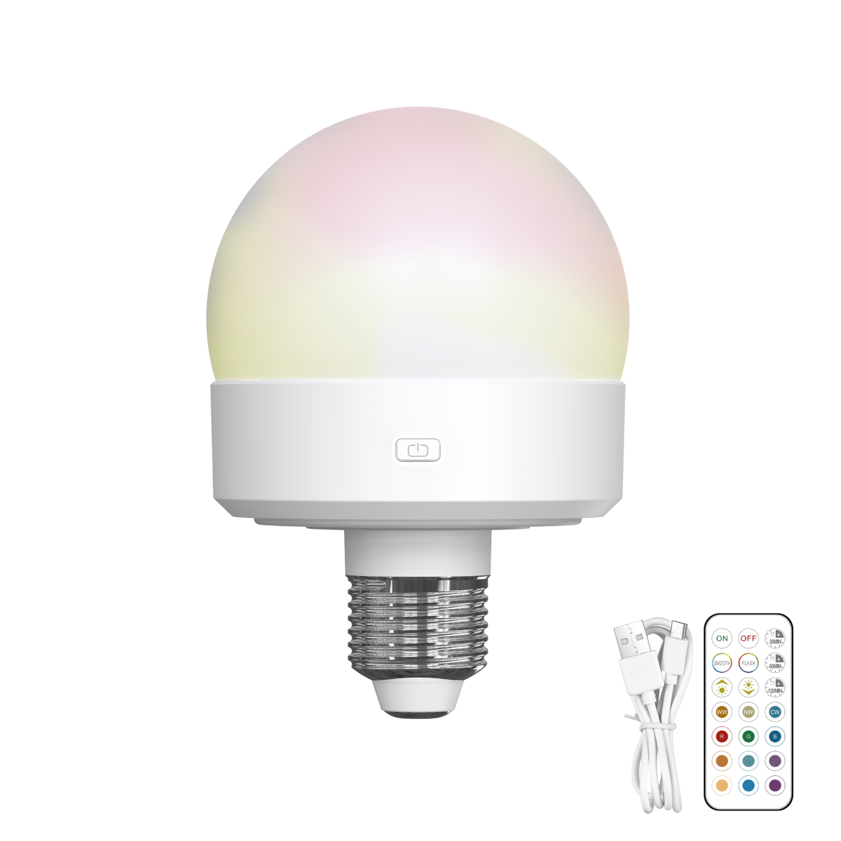 Click 2.2W White Rechargeable LED Globe RGBW With Removable E27 Base ...