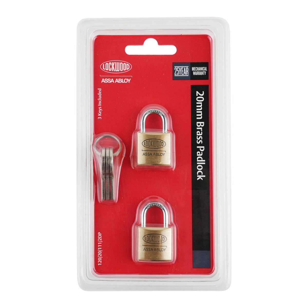 Lockwood 20mm Brass 120 Series General Purpose Padlock - 2 Pack ...