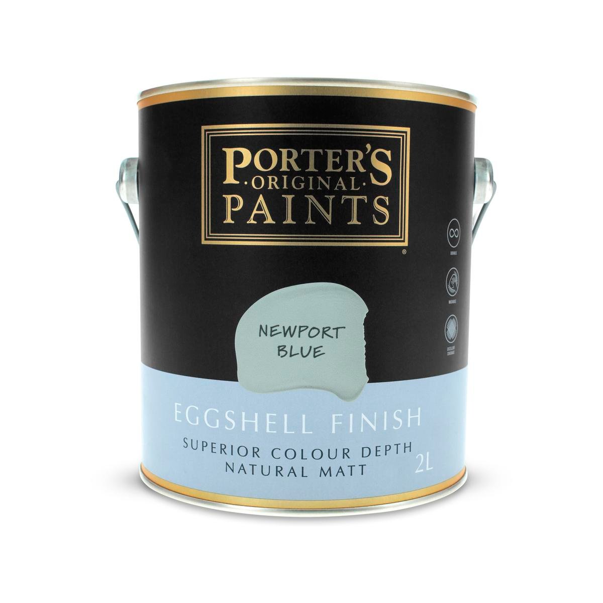 Porter's 2L Newport Blue Eggshell Finish Broadwall Washable Paint ...