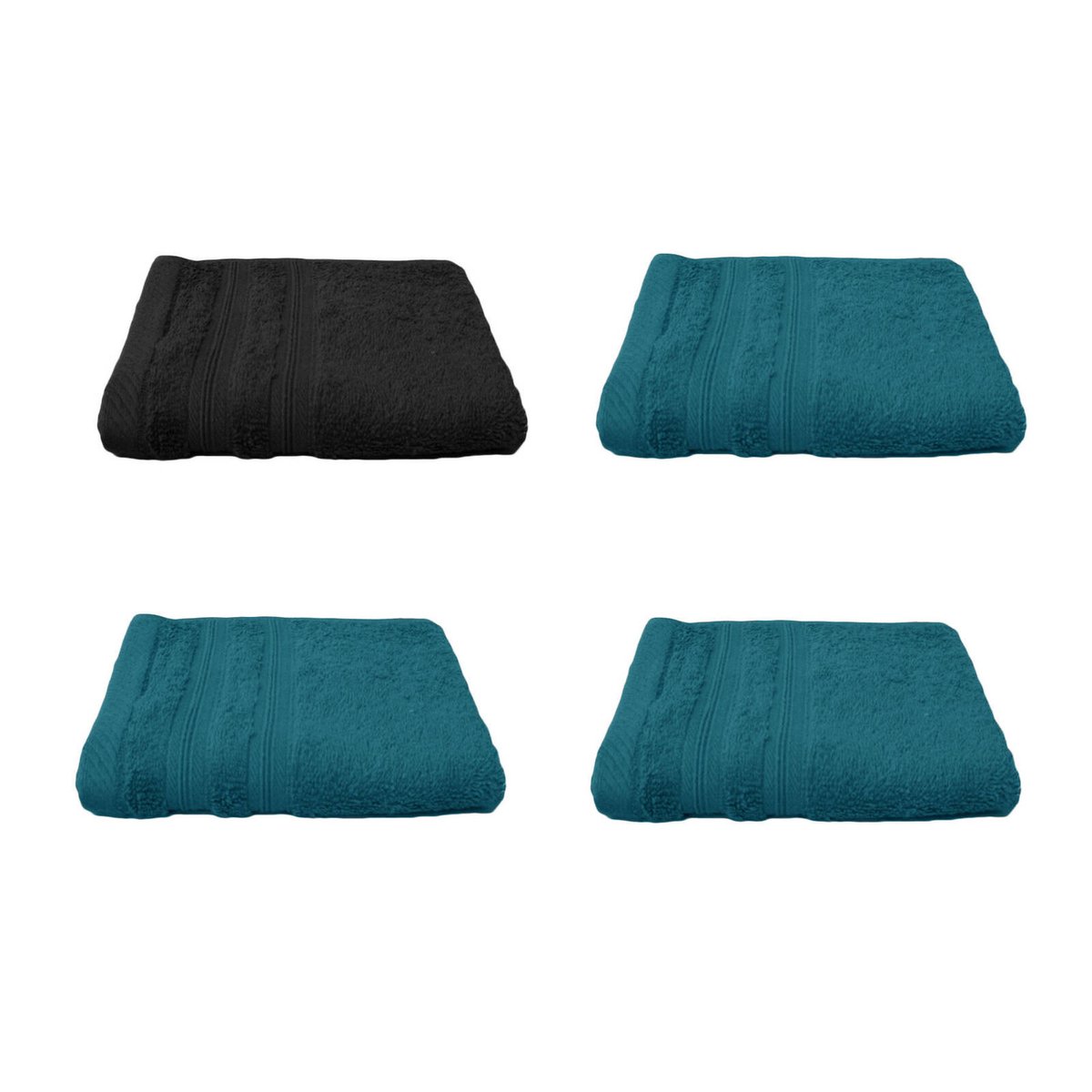 Set of 4 100% Cotton Face Washers Indulgence 33 x 33cm 1 Black 3 Teal ...