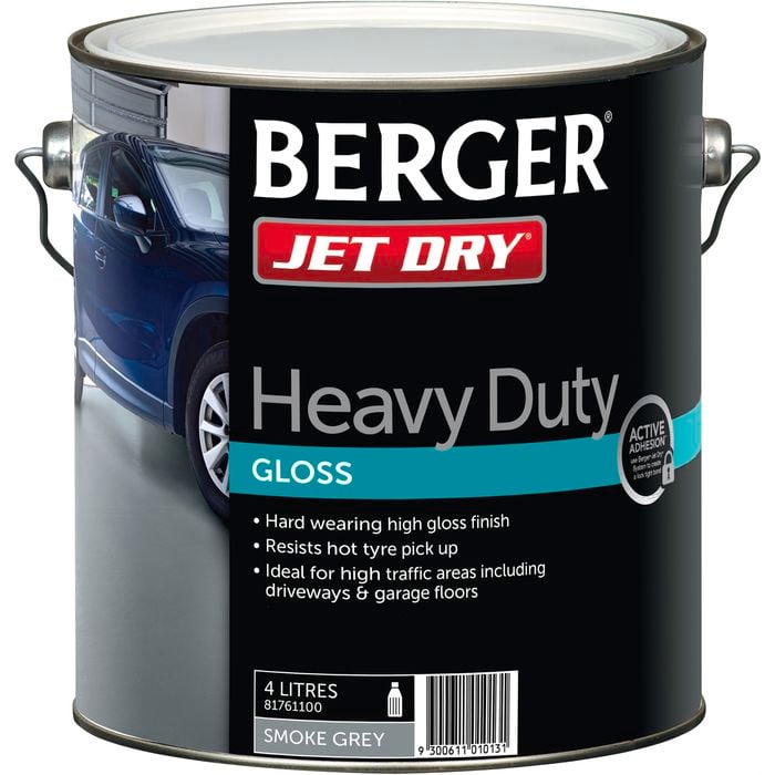Berger Jet Dry 4L Heavy Duty Smoke Grey Gloss Paving Paint - Bunnings ...