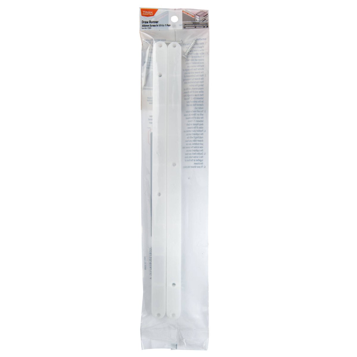 Taskmaster 300mm White Plastic Drawer Runner - 1 Pair - Bunnings Australia