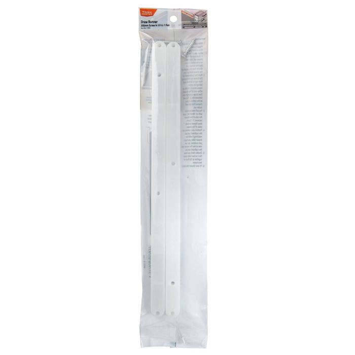Taskmaster 300mm White Plastic Drawer Runner - 1 Pair - Bunnings Australia