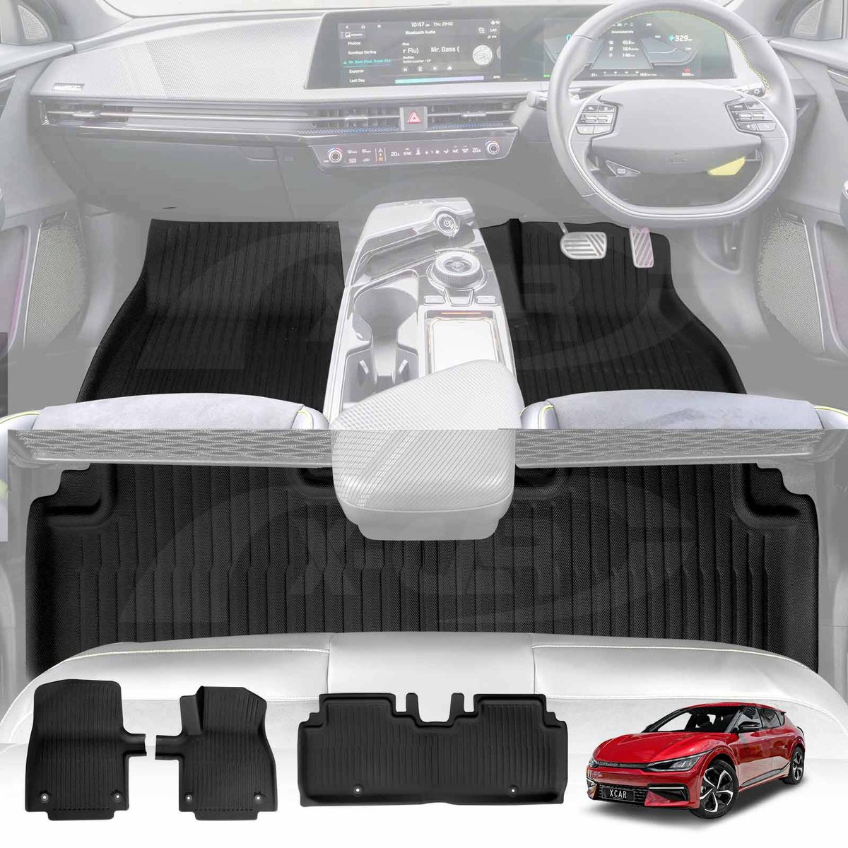 3D Floor Mats for Kia EV6 EV 6 2021-Onwards Heavy Duty All Weather Car ...