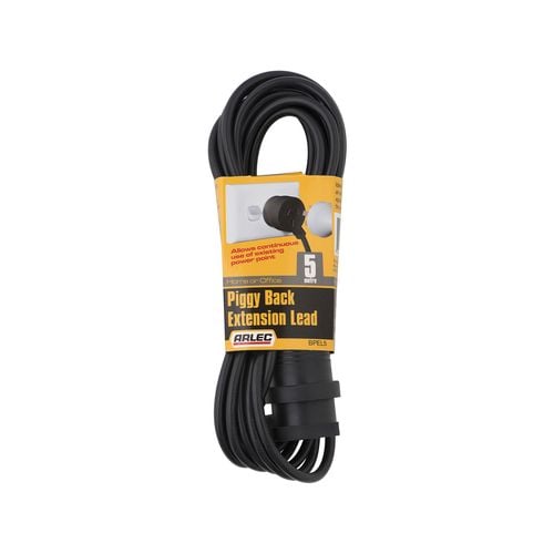Arlec 5m Black Piggyback Extension Lead - Bunnings Australia