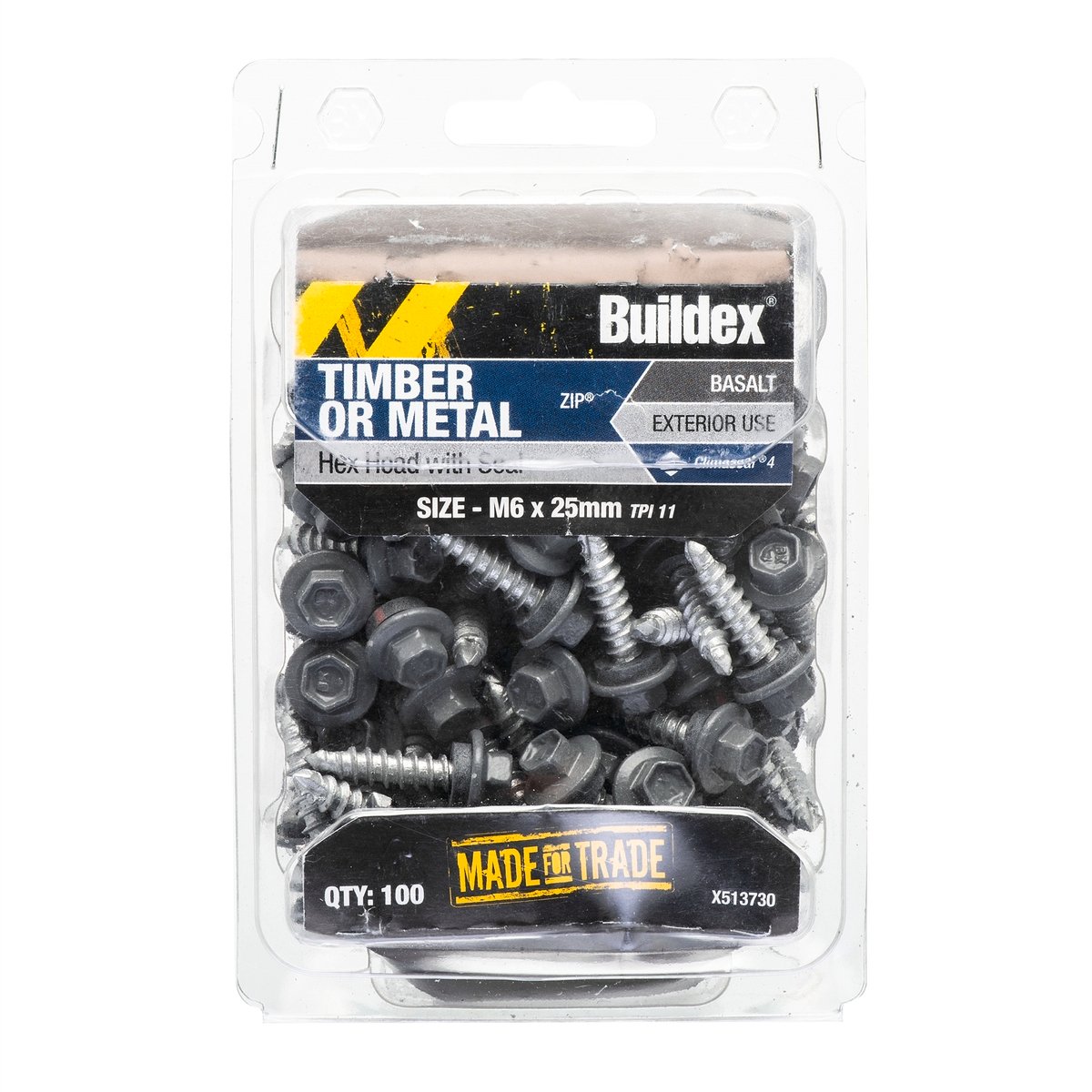 Buildex Roof Zip C4 HexHead Screws M6 x 25 Basalt Pbx100 - Bunnings ...