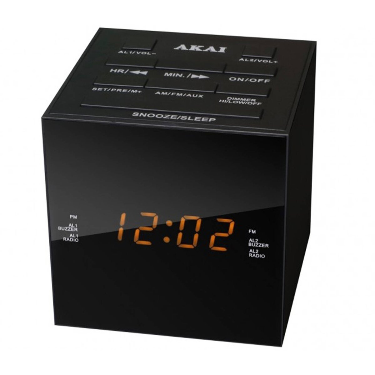 Akai Cube Alarm Clock Radio Black - Bunnings Australia
