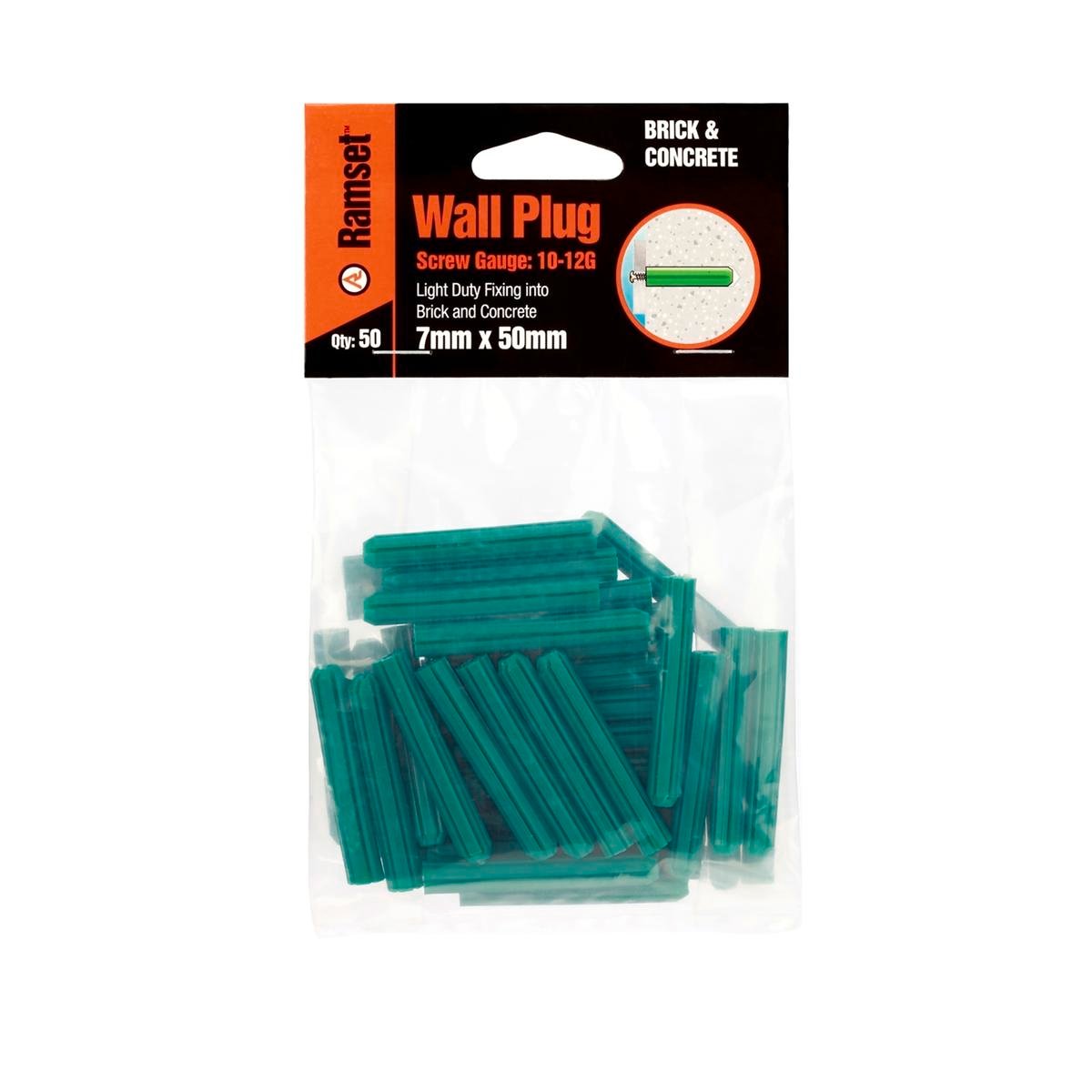 Ramset 7 x 50mm Green Wall Plugs - 50 Pack - Bunnings New Zealand