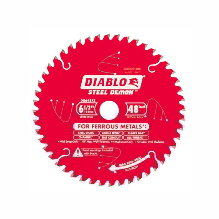 Diablo 165mm 48T Steel Demon Ferrous Metals Circular Saw Blade ...