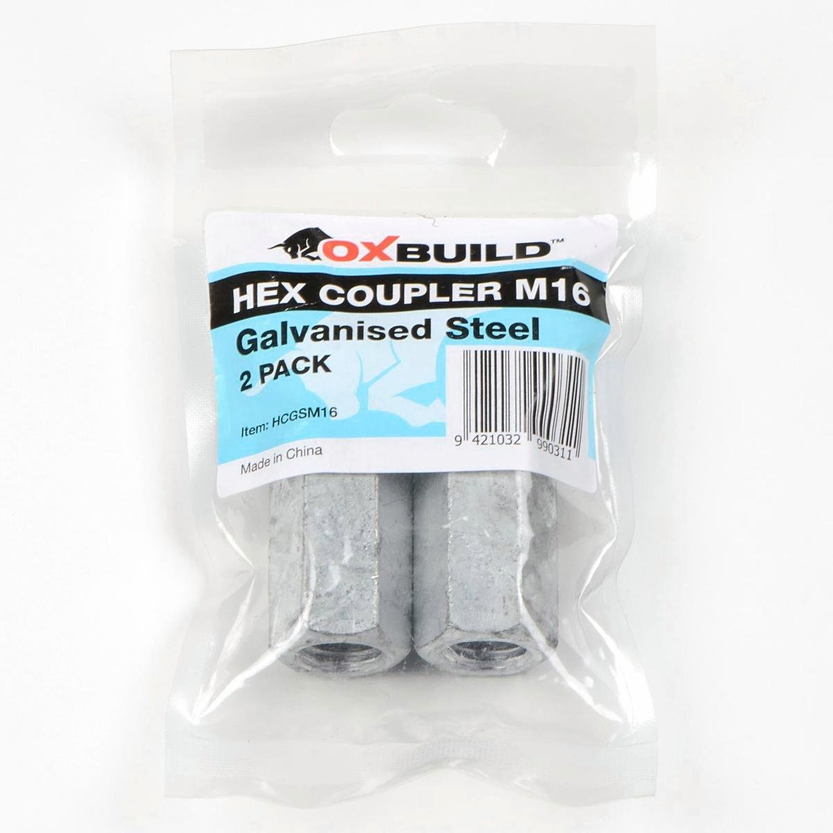 Oxbuild M16 Galvanised Steel Hex Coupler - 2 Pack - Bunnings New Zealand
