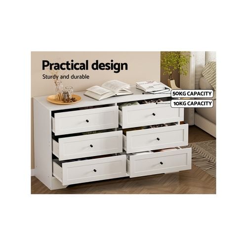 Artiss Chest of 6 Drawers White - Bunnings Australia