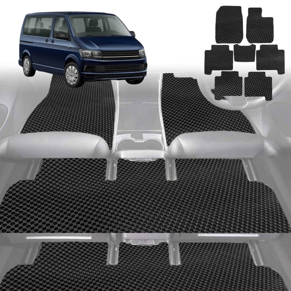 6D Diamond Car Floor Mats for VolksWagen Caddy 2005-2021-Front Set ...