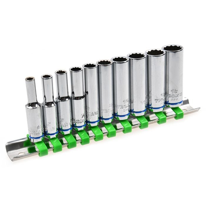 Trojan 10 Piece Deep Socket Rail Set 1/4" - Bunnings Australia