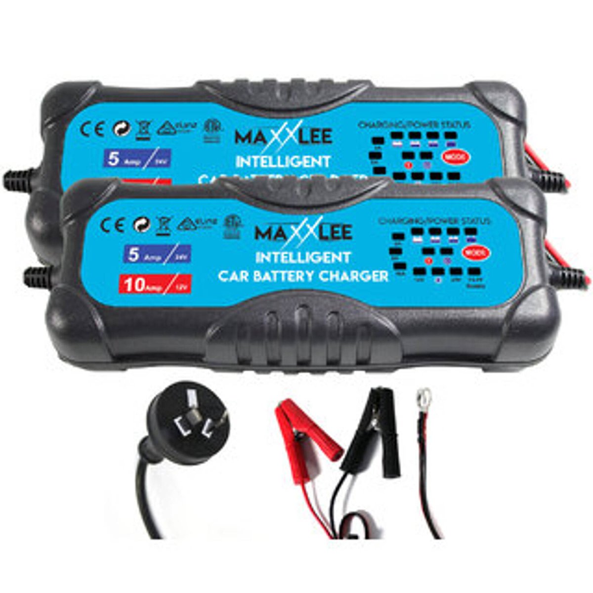 2x Smart Battery Charger Automatic 9 Stages SLA 2A 5A 10A 12V/24V ...
