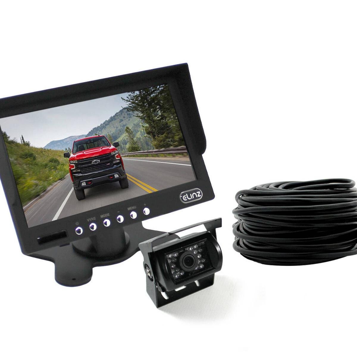 Elinz 7" HD LCD Monitor 12V/24V IR CCD 4PIN Car Reversing Camera Truck ...