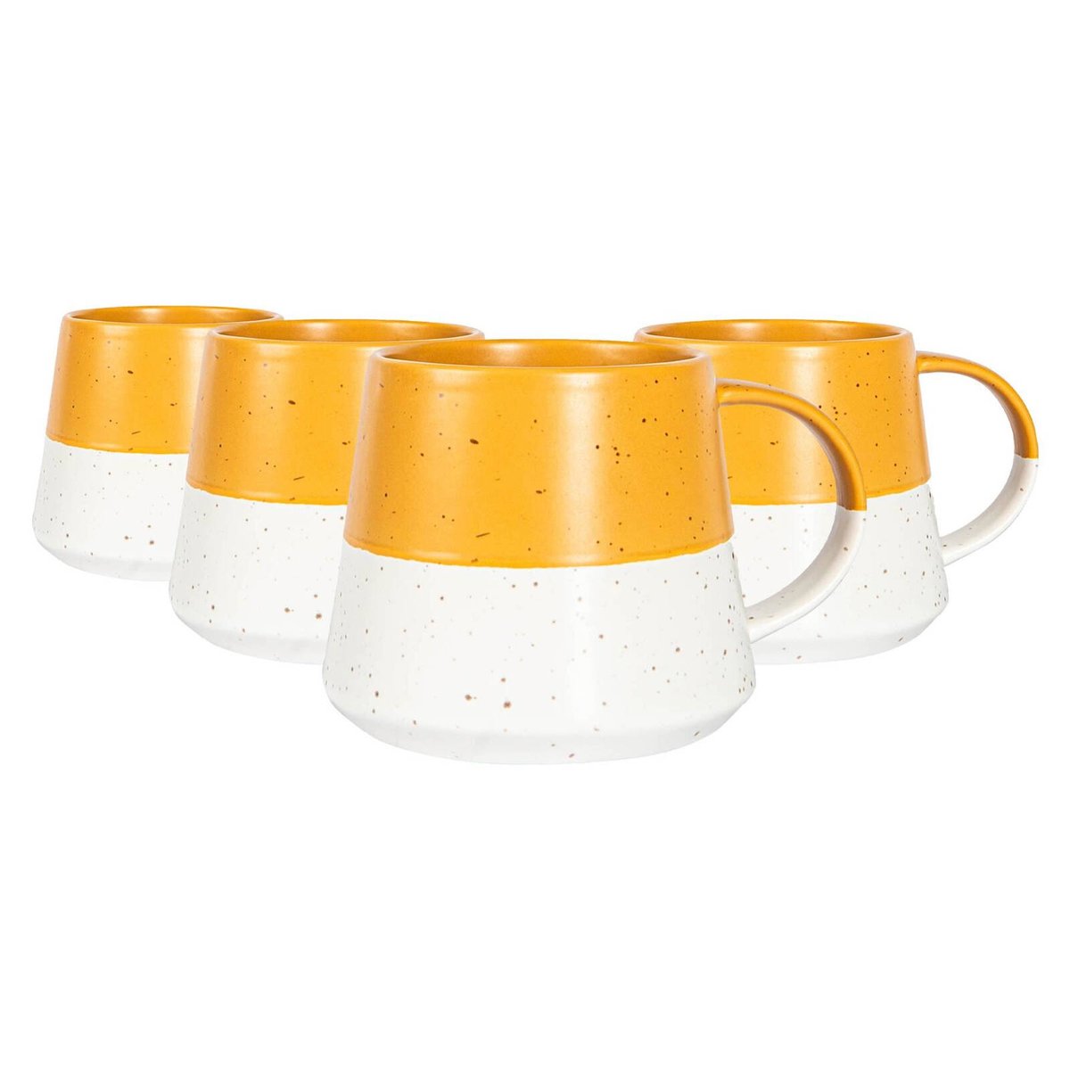 Nicola Spring Dipped Flecked Stoneware Belly Mugs - 370ml - Mustard ...
