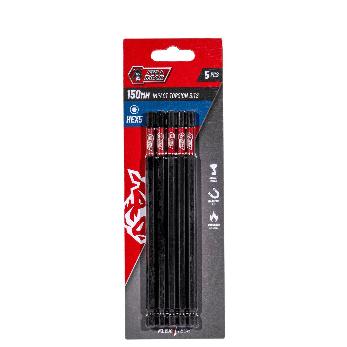 Full Boar HEX5 x 150mm Impact Torsion Bits Set - 5 Pack - Bunnings New ...