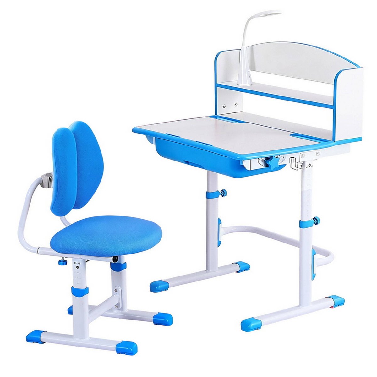 Keezi Kids Study Desk Chair Set Adjustable LED Lamp Blue - Bunnings ...