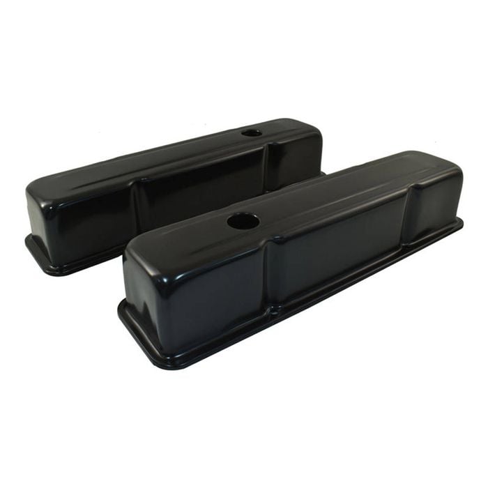 Black Steel Tall Valve Rocker Covers Pair Small Block Chevy SBC 283 307 ...