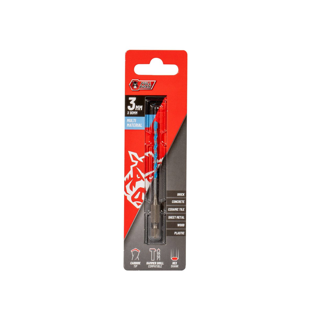 Full Boar 3 x 90mm Multi-Material Drill Bit FMMD-390H - Bunnings Australia
