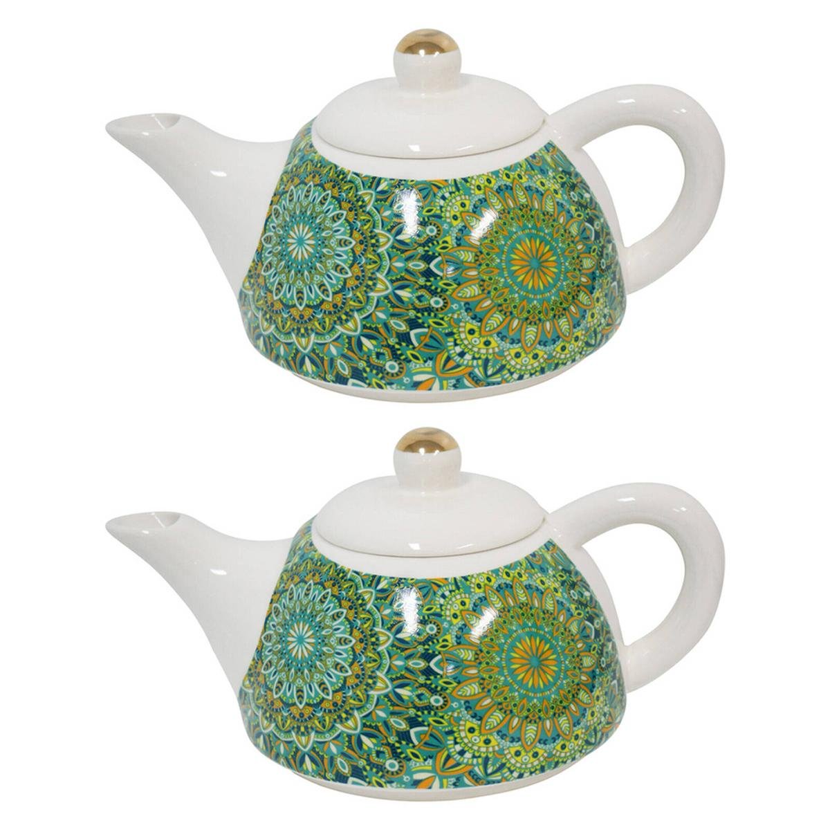 2PK LVD Aquamarine 19.5cm Teapot Porcelain/Metal Decorative Tea Brewing ...