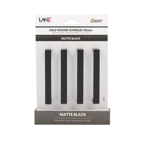 Lane 96mm Black Half Round Square Handle - 4 Pack - Bunnings New Zealand