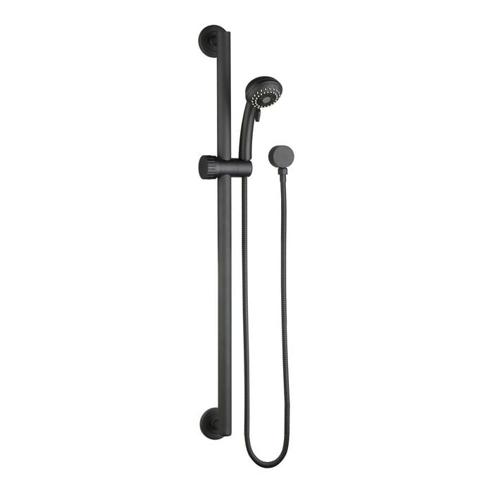 Evekare 32 x 900mm Matte Black Linear Grab Rail and 3 Function Shower ...