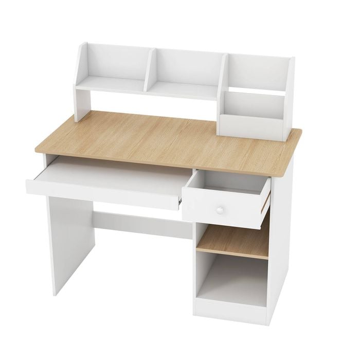Costway Kids Study Desk Activity Table w/Storage Shelf Natural ...