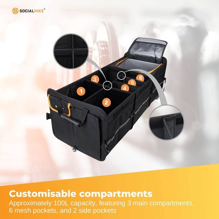 Car Boot Organiser With Cooler - Collapsible Storage Box For Trunk ...