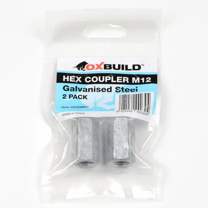 Oxbuild M12 Galvanised Steel Hex Coupler - 2 Pack - Bunnings New Zealand