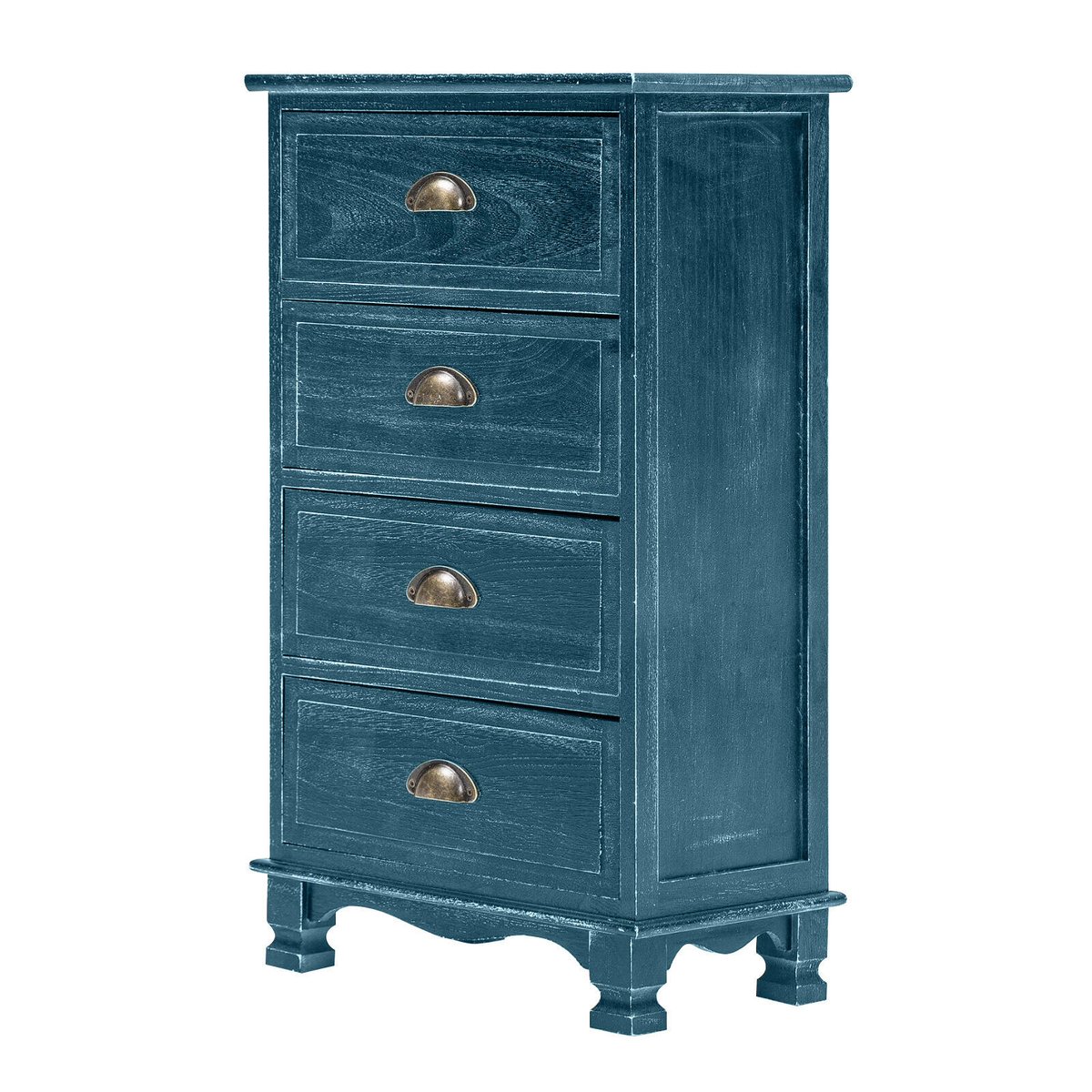 La Bella Blue Bedside Table 4 Drawer Vintage Side Table Storage Cabinet ...