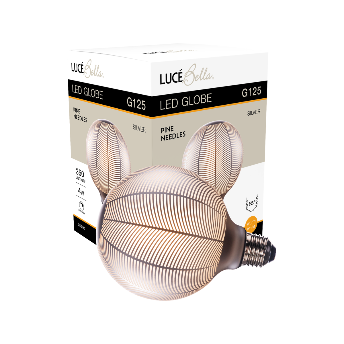 Luce Bella 4W 350lm G125 Silver Pine Needle Pattern Dimmable LED E27 ...