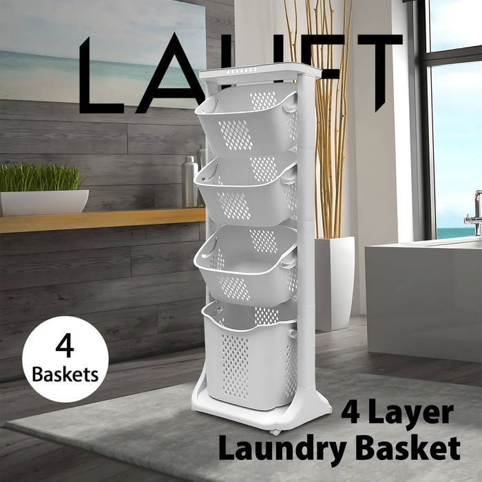 Lauft 4 Layer Laundry Basket Bathroom Multi-Layer Clothes Storage ...