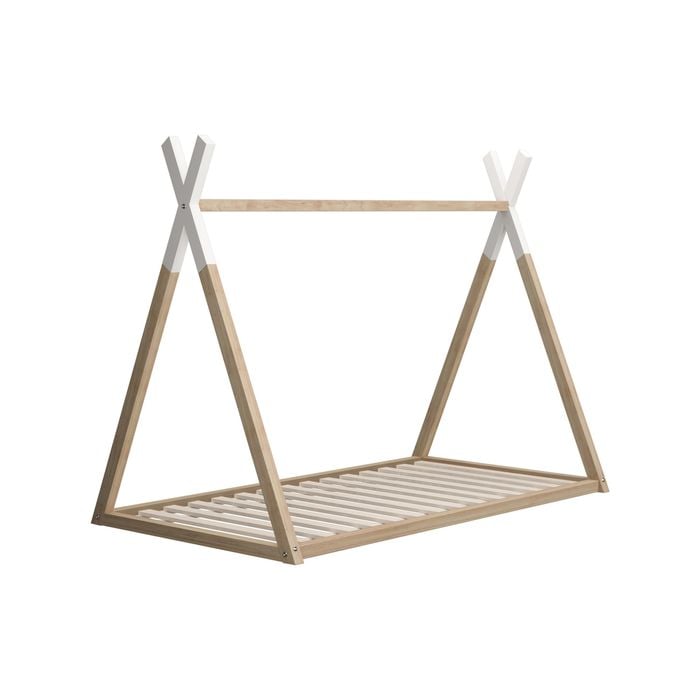 Oikiture Wooden Bed Frame Single Timber Teepee House Base Platform ...