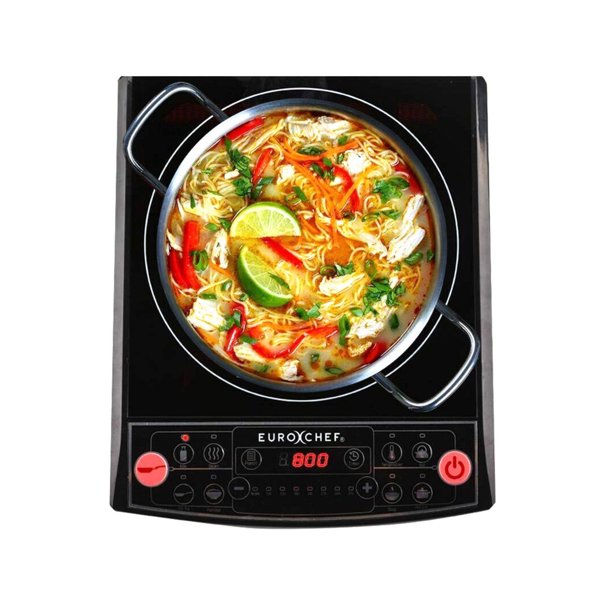 EuroChef Electric Induction Portable Cooktop Ceramic Hot Plate Kitchen ...