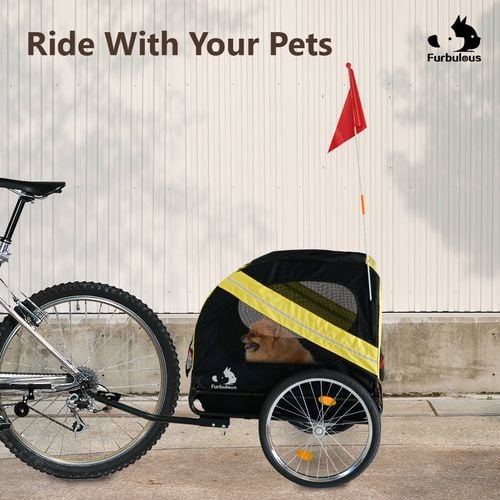 Furbulous Pet Bike Trailers 40kg Outdoor Bicycle Covered Carrier for ...