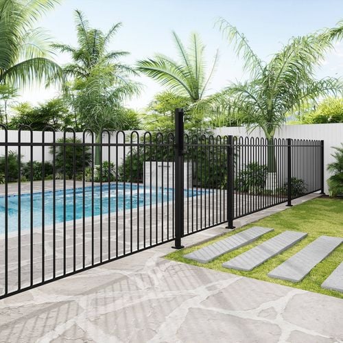 ProtectorAl 1201 - 2399 x 1200mm Black Aluminium Loop Top Pool Fence Panel - Bunnings Australia