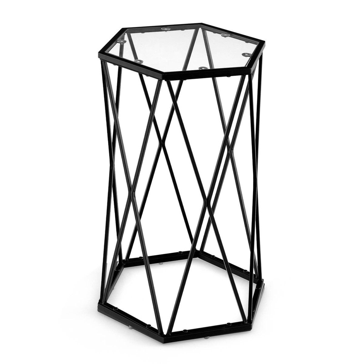 Costway Glass Top Side Table Coffee Table Metal Frame End Table Bar ...