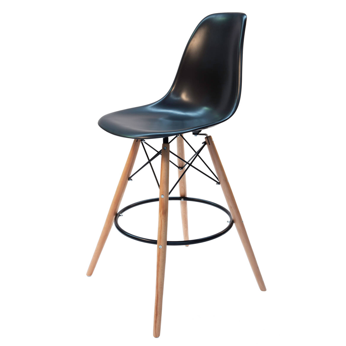 SK Designer Living | Replica Eames DSW Stool | Black & Natural - Bunnings Australia