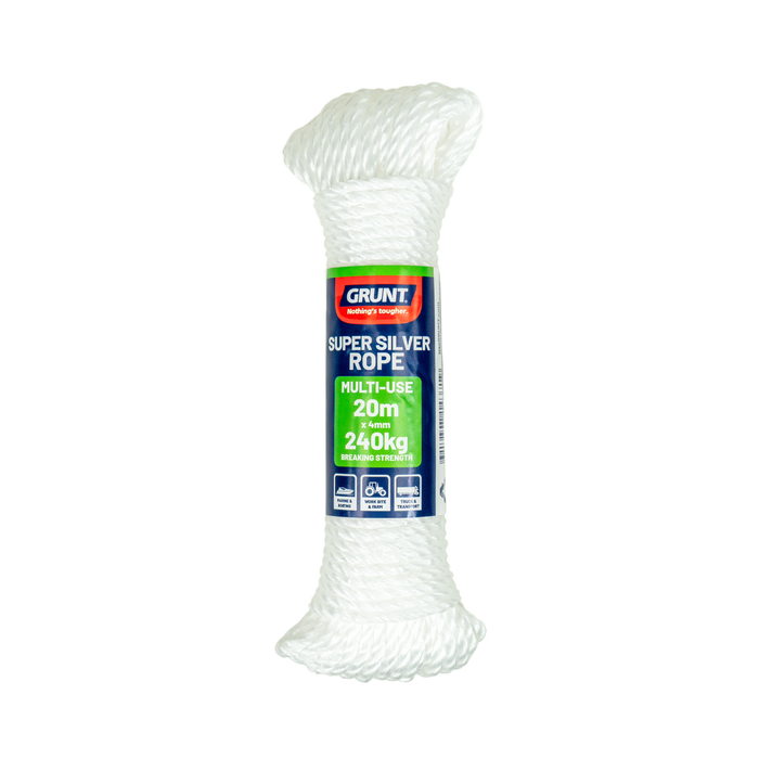 Grunt 4mm x 20m White Super Silver Rope - Bunnings Australia
