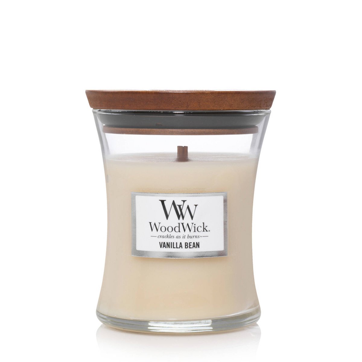 WoodWick Vanilla Bean Scented Crafted Candle Glass Jar Soy Wax Medium ...