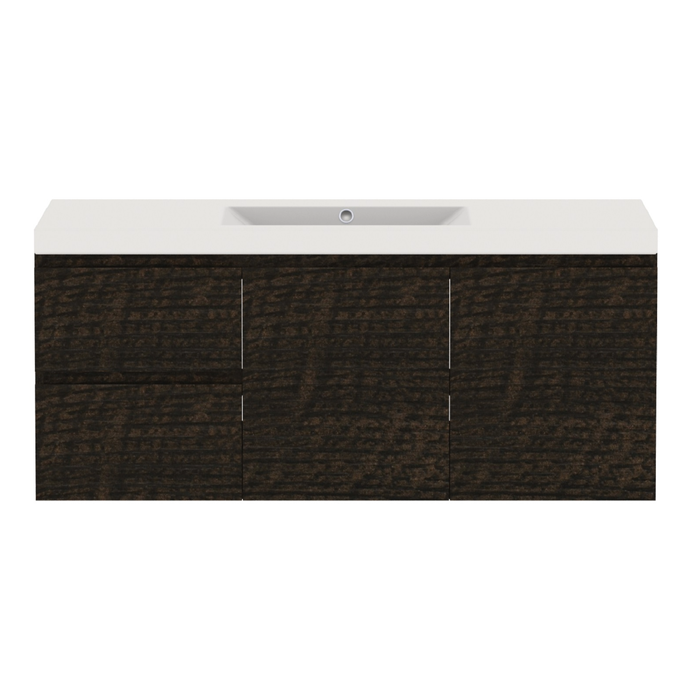 Forme 1200mm Dark Choc Mont Albert Wall Hung Vanity With Polymarble Top ...