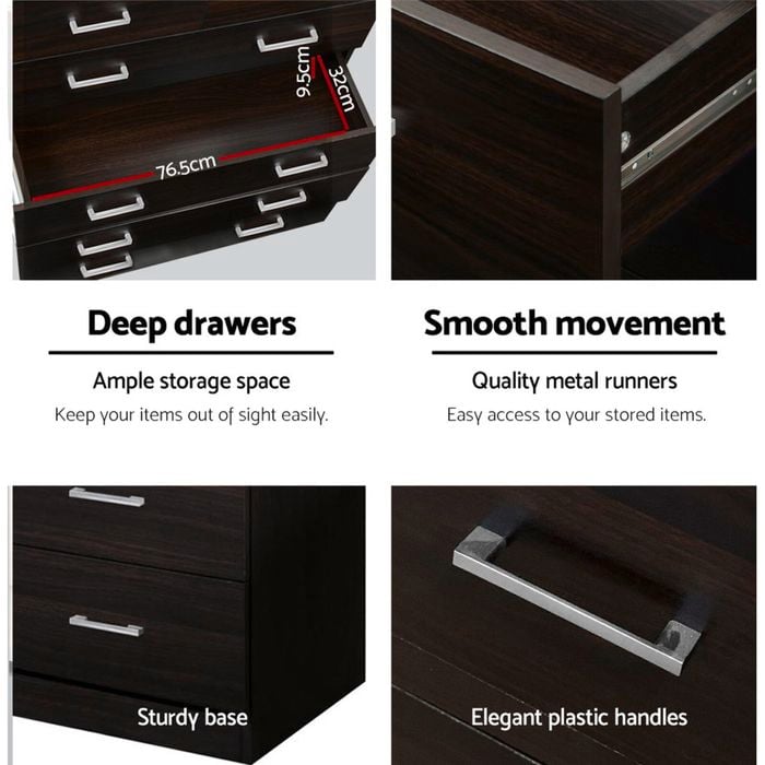 Artiss 6 Chest of Drawers Storage Cabinet Walnut - Bunnings Australia