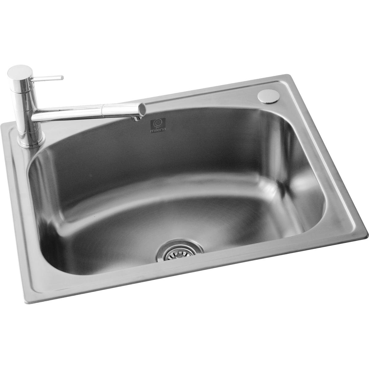 Milena 35L Stainless Steel Euro Inset Laundry Trough With 2 Tap Holes ...