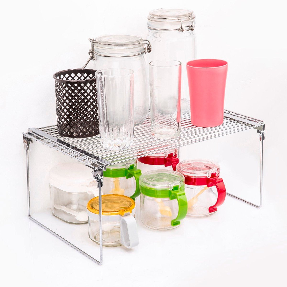 Practa Solutions Large Chrome Expandable Shelf Stacker - Bunnings Australia