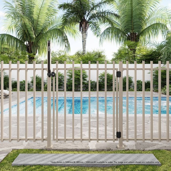 ProtectorAl 2400 x 1200mm Paperbark Aluminium Batten Pool Fence Panel ...