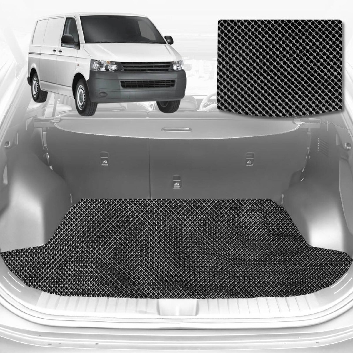 6D Diamond Car Boot Mat for VolksWagen Transporter T4, T5, T5 Facelift ...